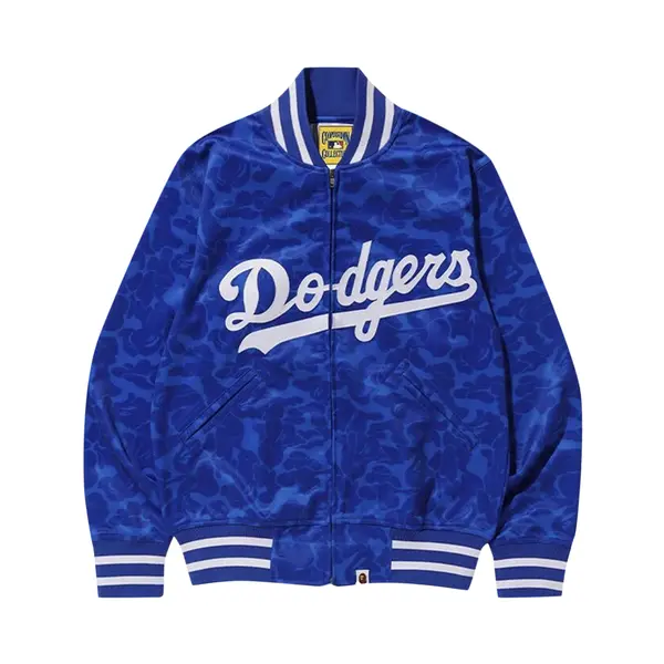 A BATHING APE X Mitchell & Ness Dodgers Jacket - Blue