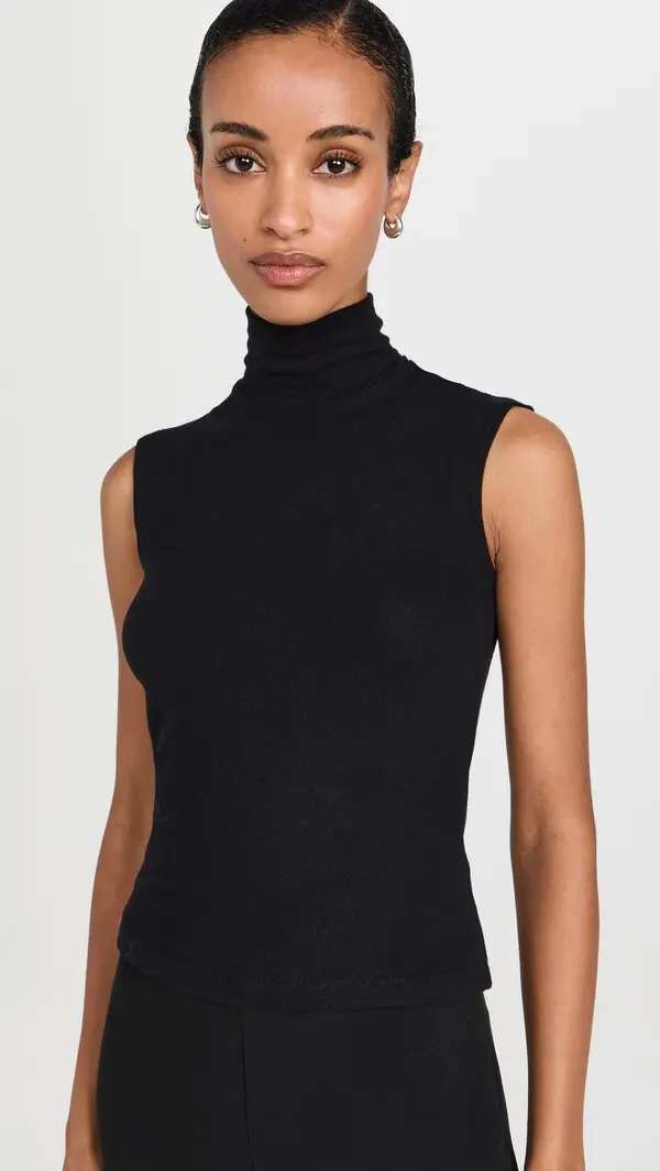 LESET Lauren Sleeveless Turtleneck Knit Top