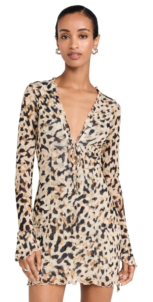 RESA Sloane Mini Dress With Abstract Print And Tie Cuffs