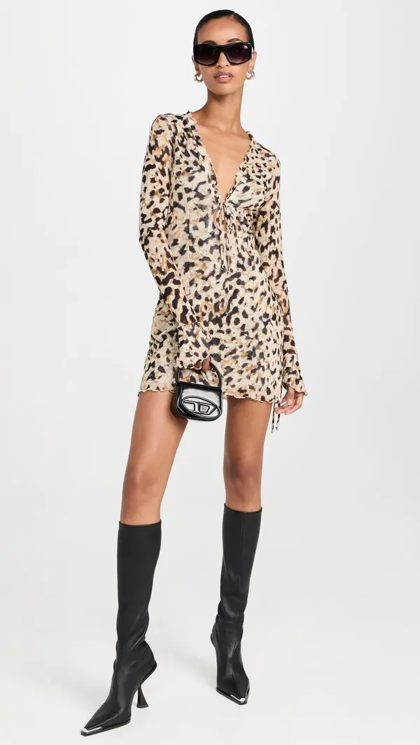RESA Sloane Mini Dress With Abstract Print And Tie Cuffs