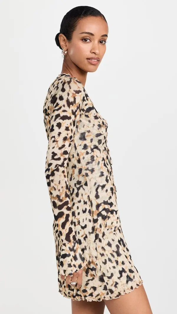 RESA Sloane Mini Dress With Abstract Print And Tie Cuffs