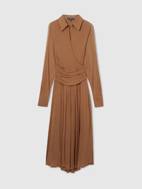 REISS Saffron Atelier Gathered Georgette Maxi Dress