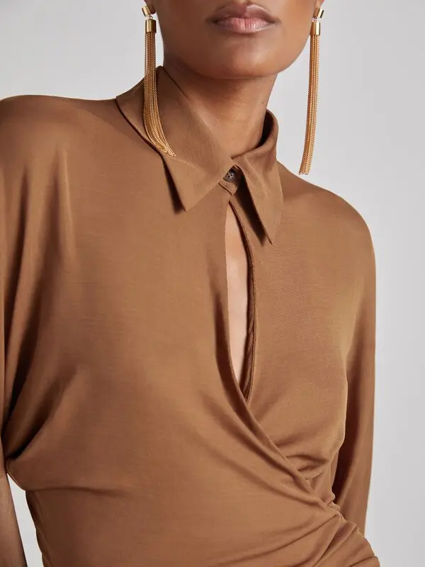 REISS Saffron Atelier Gathered Georgette Maxi Dress