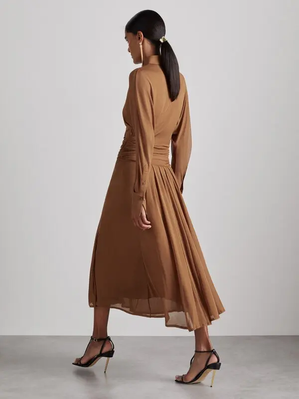 REISS Saffron Atelier Gathered Georgette Maxi Dress