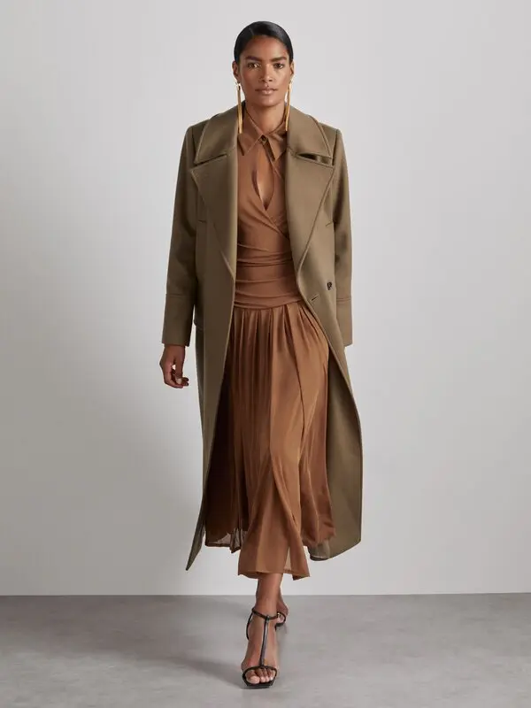 REISS Saffron Atelier Gathered Georgette Maxi Dress