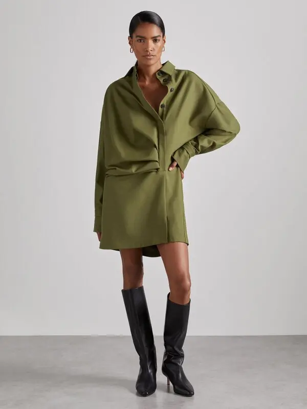 REISS Mila Atelier Draped Shirt Dress
