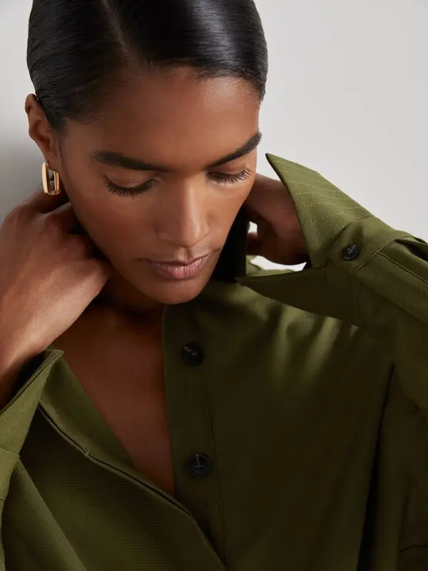 REISS Mila Atelier Draped Shirt Dress