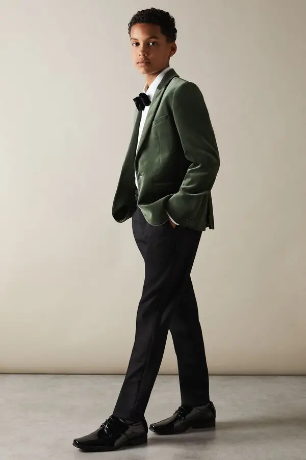 Reiss Apsara 9-13 Yrs Velvet Single Breasted Blazer - Sage Green |  Editorialist