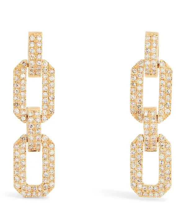 Shay Yellow And Diamond Deco Chain Earrings - Gold