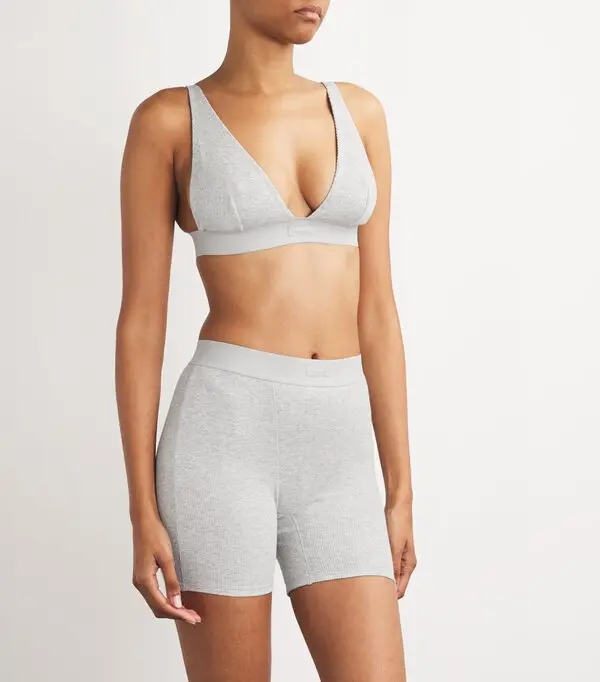 SKIMS Stretch-cotton Ribbed Boxer Shorts