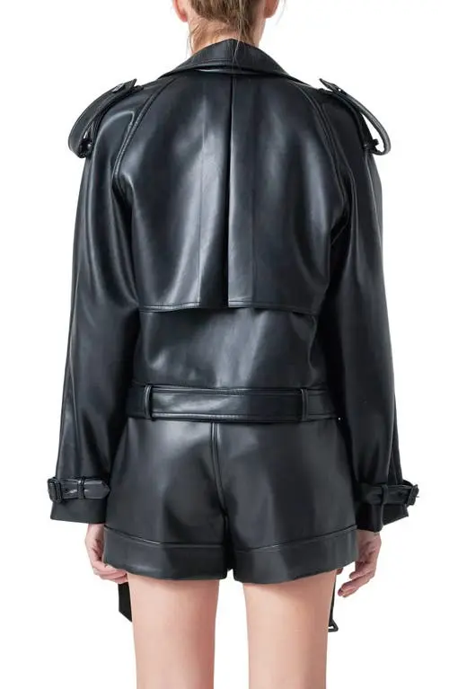 GREY LAB Faux Leather Trench Jacket
