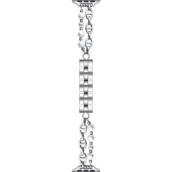 POSH TECH Luna Imitation Pearl Apple Watch® Band - Silver