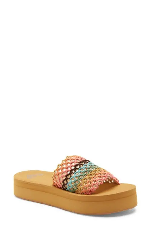 Roxy Dayzie Platform Slide Sandal - Beige Multi