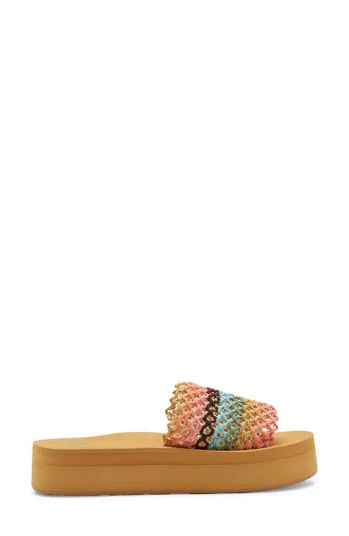 Roxy Dayzie Platform Slide Sandal - Beige Multi