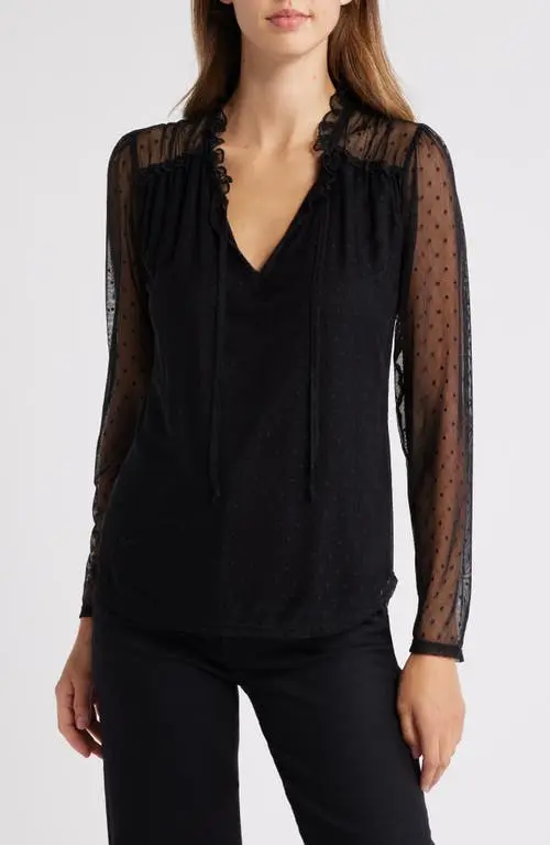 Loveappella Mesh Dot Top