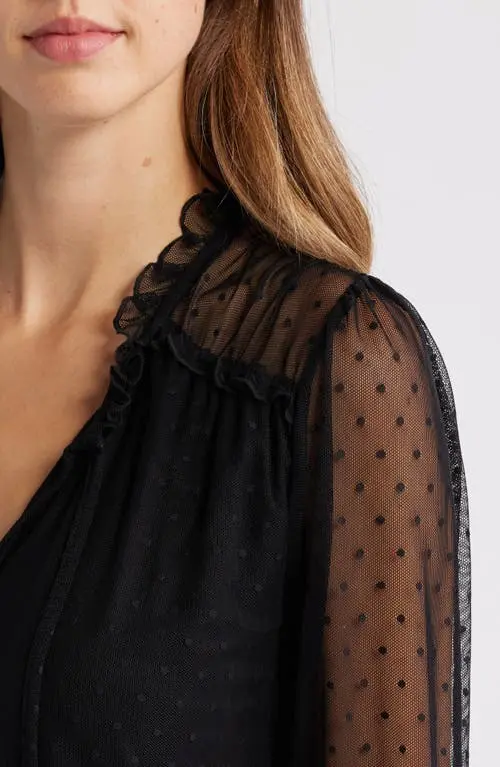 Loveappella Mesh Dot Top