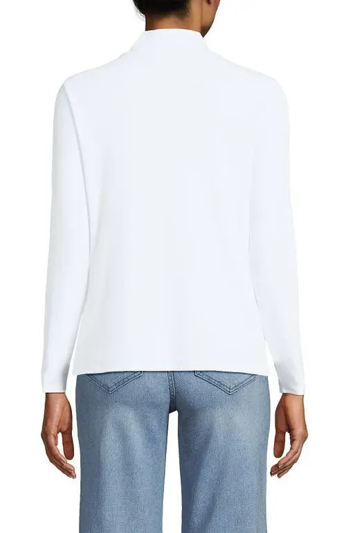 LANDS' END Drapey Rib Skimming Long Sleeve Mock Neck