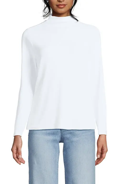 LANDS' END Drapey Rib Skimming Long Sleeve Mock Neck