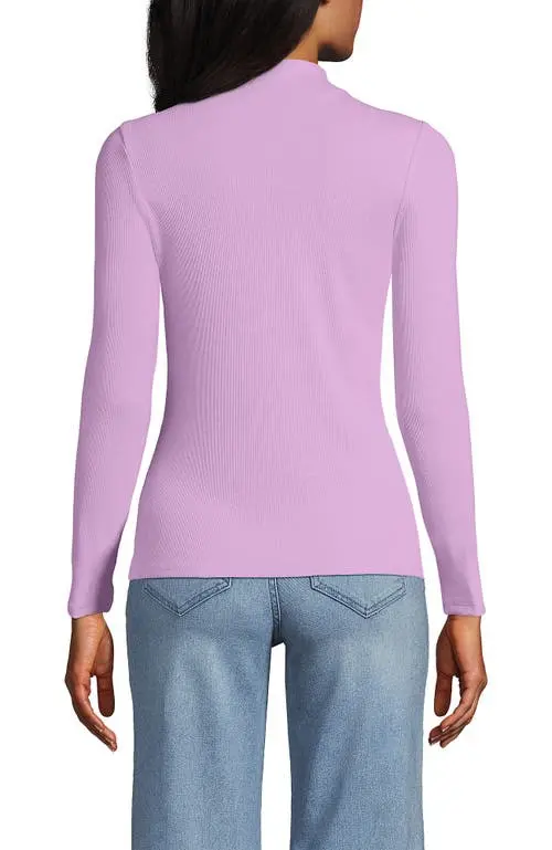 LANDS' END Drapey Rib Skimming Long Sleeve Mock Neck