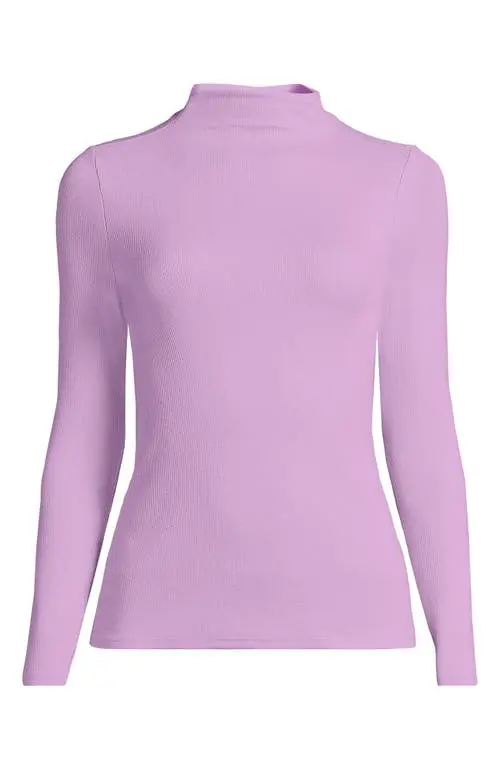 LANDS' END Drapey Rib Skimming Long Sleeve Mock Neck
