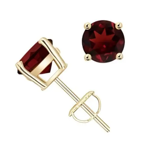 DONATELLO GIAN Sterling Silver Garnet Stud Earrings - Gold