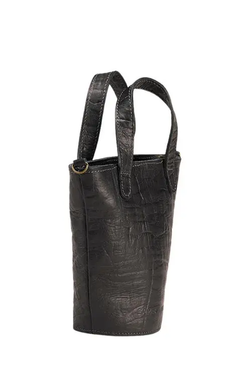 SAREP + ROSE Sara Mini Leather Tote Bag - Black Elephant