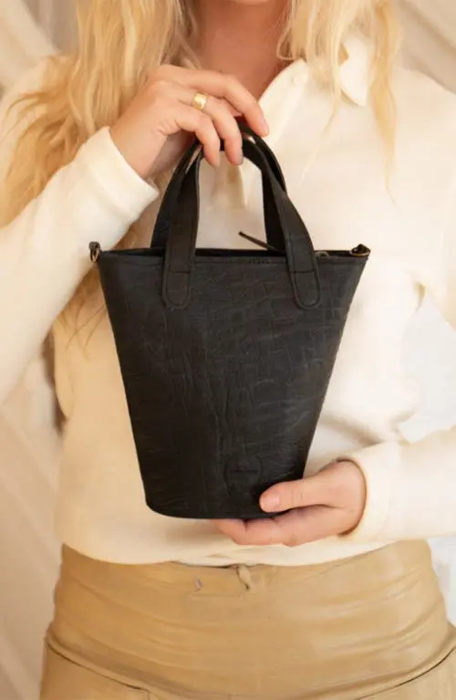 SAREP + ROSE Sara Mini Leather Tote Bag - Black Elephant