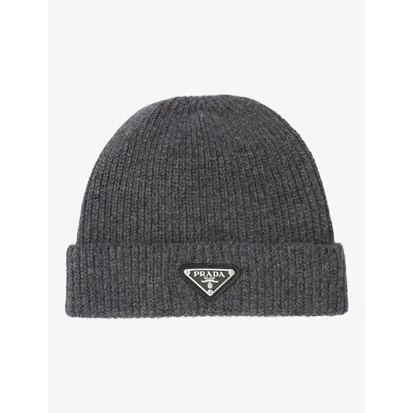 Prada Cashmere And Wool-blend Beanie Hat - Grey