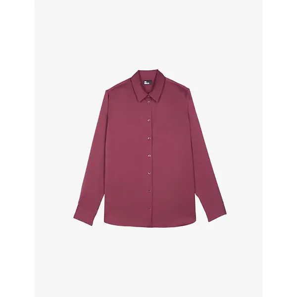 The Kooples French-Front Straight-Cut Silk Shirt In Burgundy - 43% Off |  Editorialist