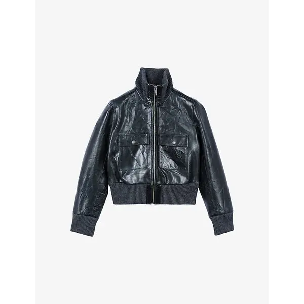 The Kooples Funnel-neck Leather Jacket