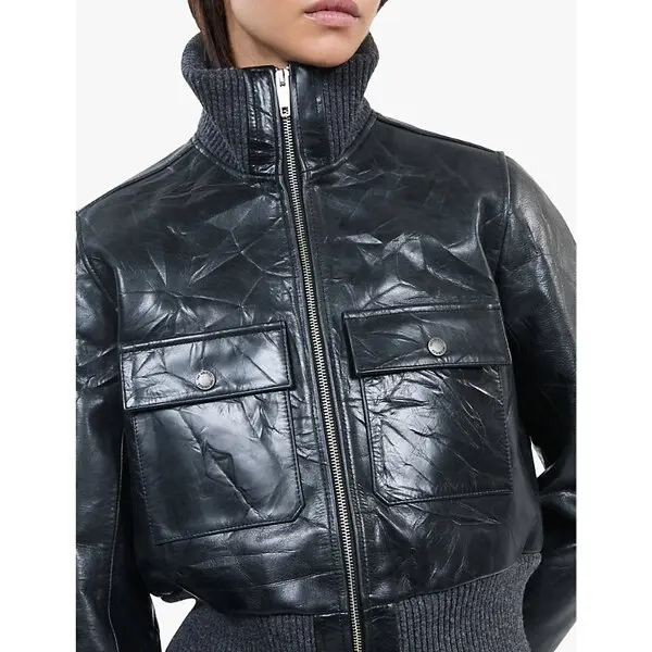 The Kooples Funnel-neck Leather Jacket