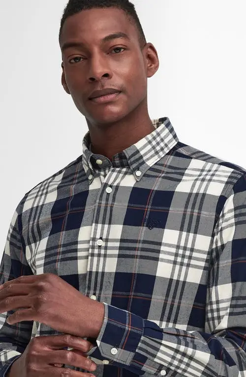 Barbour Edgar Plaid Slim Fit Button-Down Shirt In Navy 55% Off
