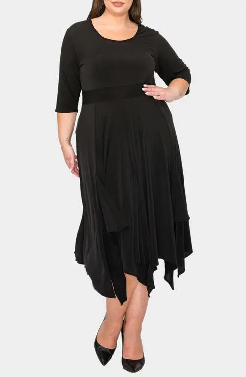 L I V D Shay Handkerchief Hem Midi Dress - Black