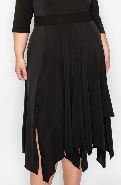 L I V D Shay Handkerchief Hem Midi Dress - Black