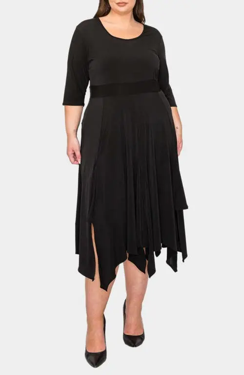 L I V D Shay Handkerchief Hem Midi Dress - Black