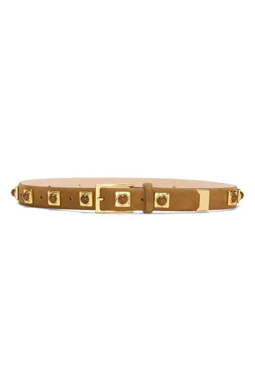 AUREUM No. 2 Studded Leather Belt - Caramel Suede/gold