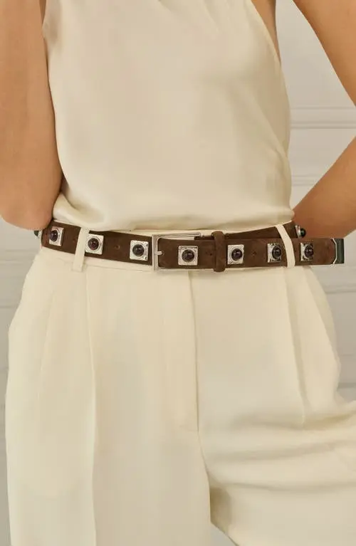 AUREUM No. 2 Studded Leather Belt - Chocolate/silver