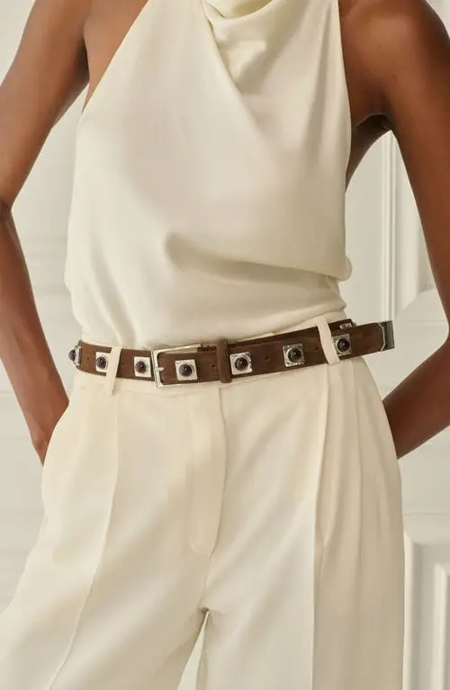 AUREUM No. 2 Studded Leather Belt - Chocolate/silver