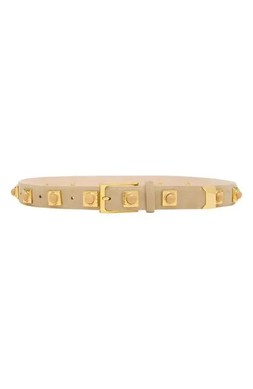 AUREUM No. 2 Studded Leather Belt - Oat/ Gold