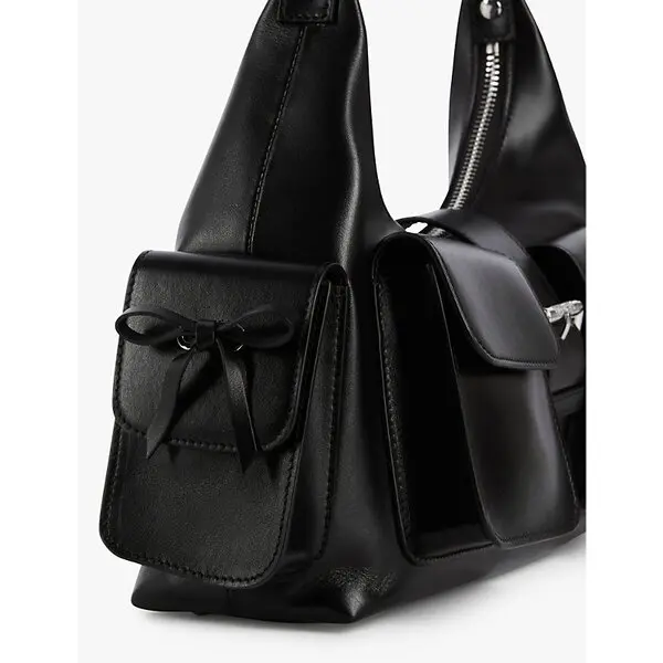 The Kooples Amelia Leather Shoulder Bag With Chain Handle - Black