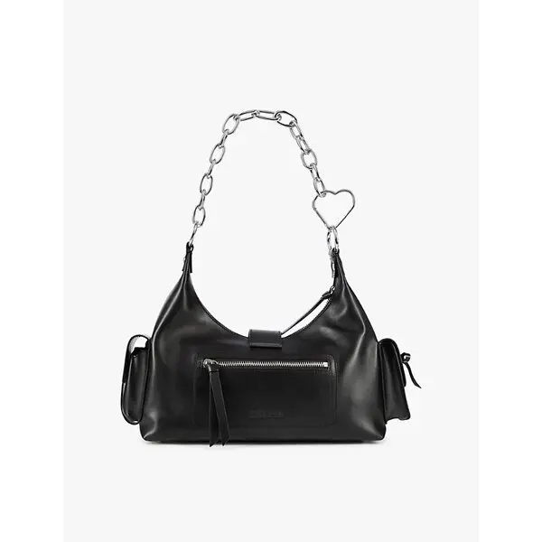 The Kooples Amelia Leather Shoulder Bag With Chain Handle - Black