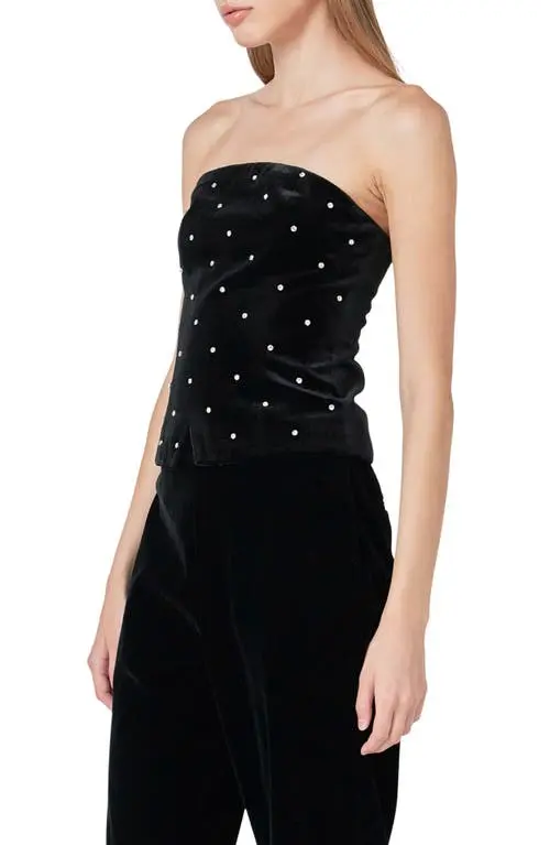 Endless Rose Embellished Velvet Strapless Top