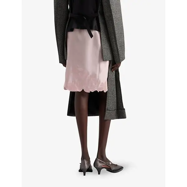 Prada Contrast-panel Wool Midi Skirt