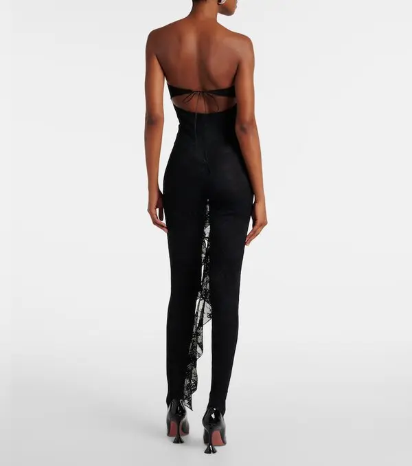 Oseree Ruffled Cutout Lace Catsuit