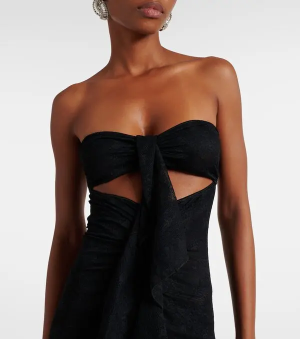 Oseree Ruffled Cutout Lace Catsuit