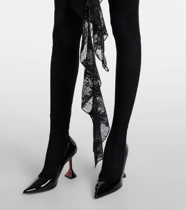 Oseree Ruffled Cutout Lace Catsuit