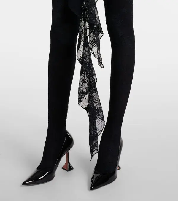 Oseree Ruffled Cutout Lace Catsuit