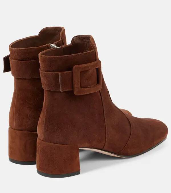ROGER VIVIER Tres Vivier Polly Suede Ankle Boots - Brown