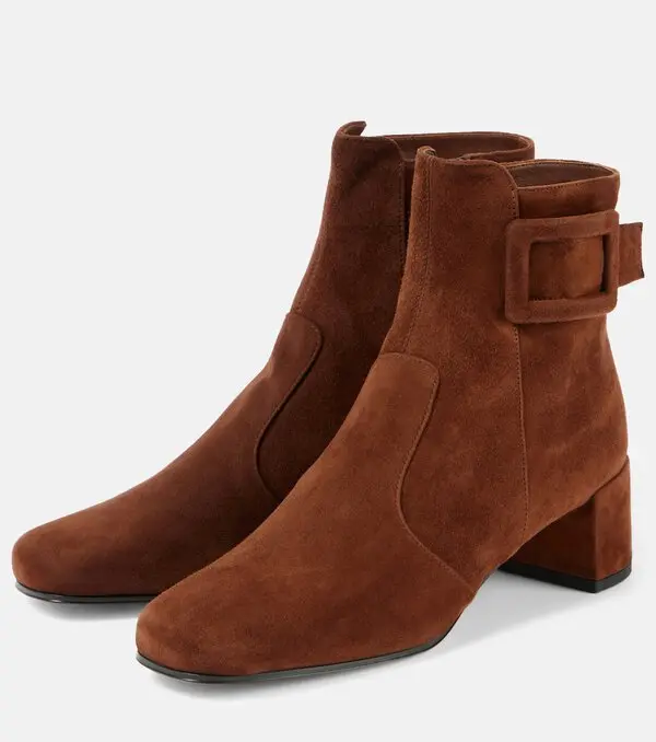 ROGER VIVIER Tres Vivier Polly Suede Ankle Boots - Brown