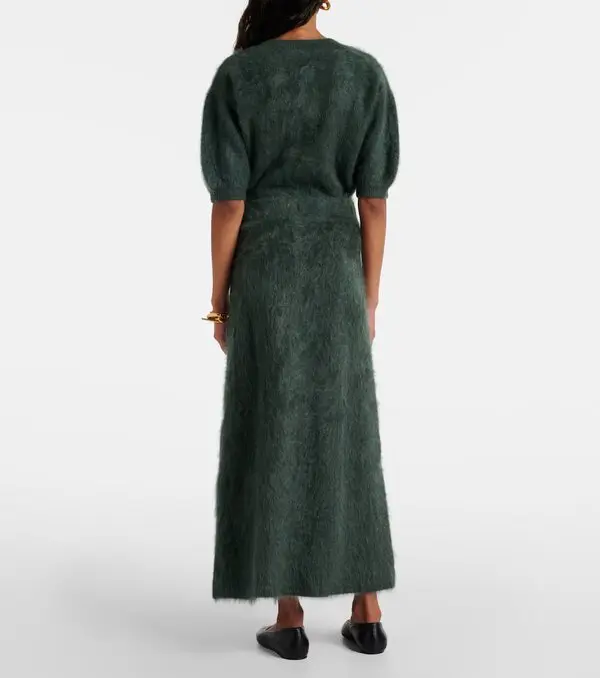 LISA YANG Asta Knitted Cashmere Midi Skirt - Green